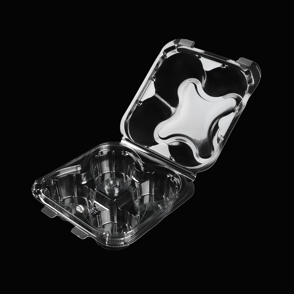 4 Grid Square Compartmented Cupcake Boxes DIY Transparent Flip Lid ...